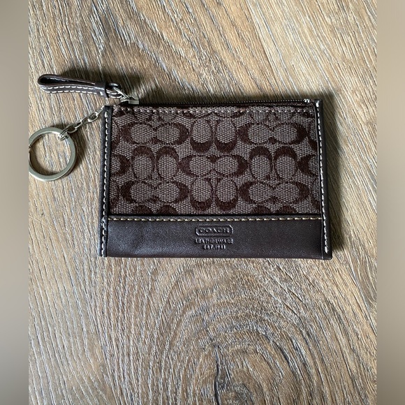 Coach | Accessories | Coach Card Slim Zip Cardholderkeyring Leather And ...